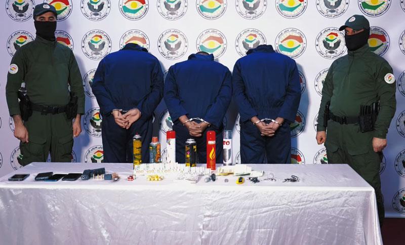 ئاسایشی هەولێر سێ بازرگانی ماددەی هۆشبەر دەستگیركران كە لە مەرزی