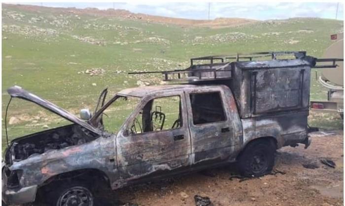 ئۆتۆمبێلی پێشمەرگەیەك بەتەواوی سوتا